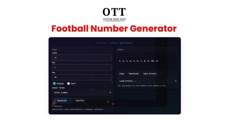 Football Number Generator - No Sign-Up Needed