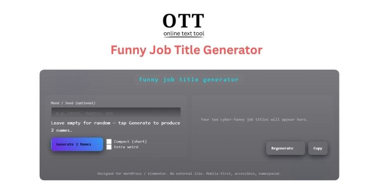 Funny Job Title Generator – Create Unique Job Names